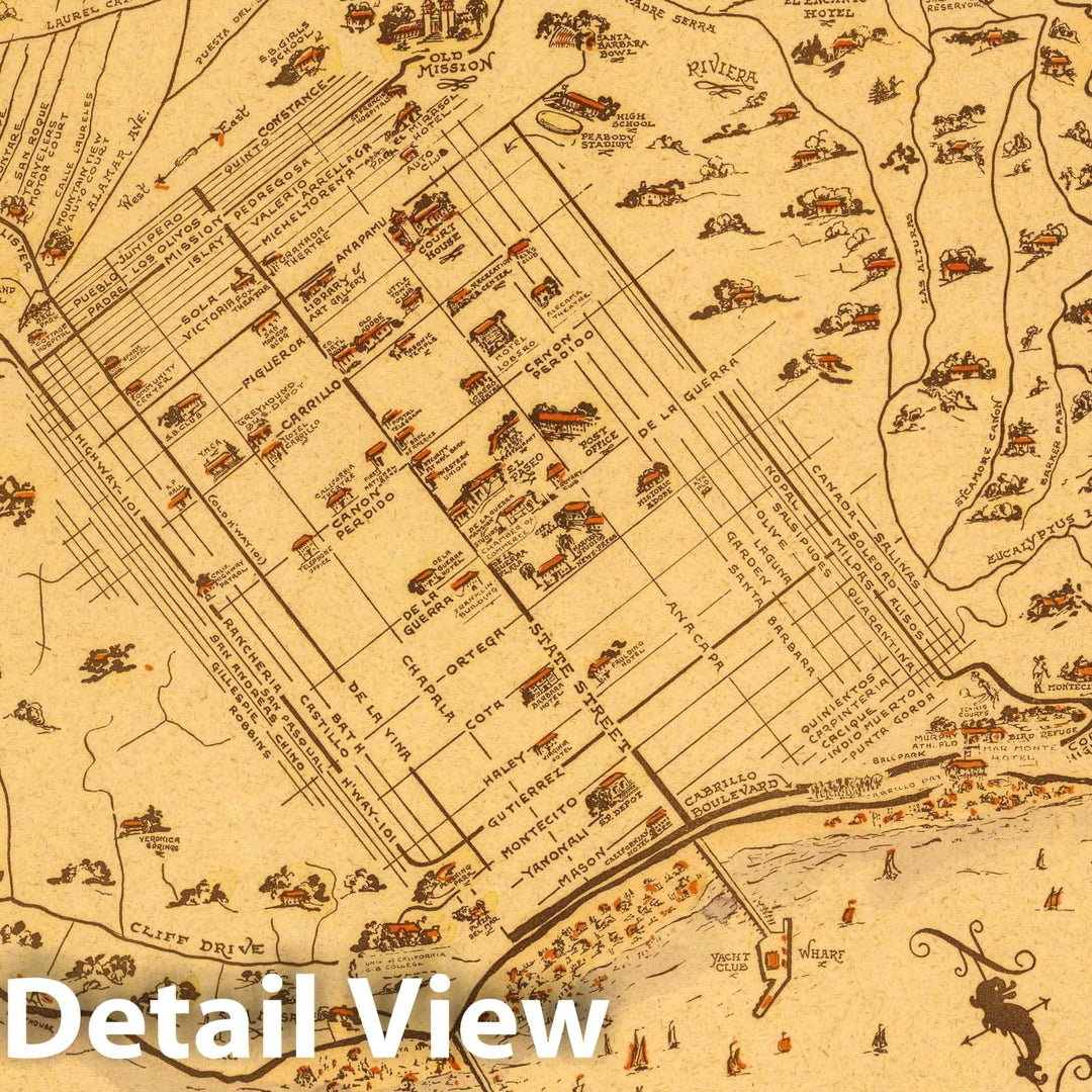 Historic Wall Map : Map of Santa Barbara, 1945 - Vintage Wall Art ...