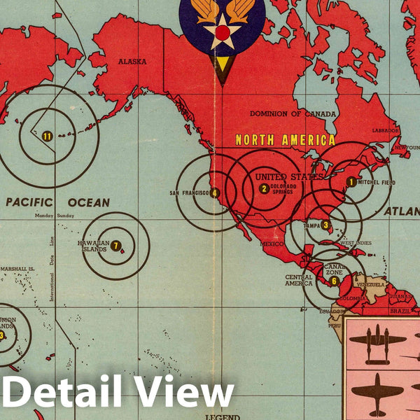 Historic Map : U.S. Air power 1944 - Vintage Wall Art - Historic Pictoric