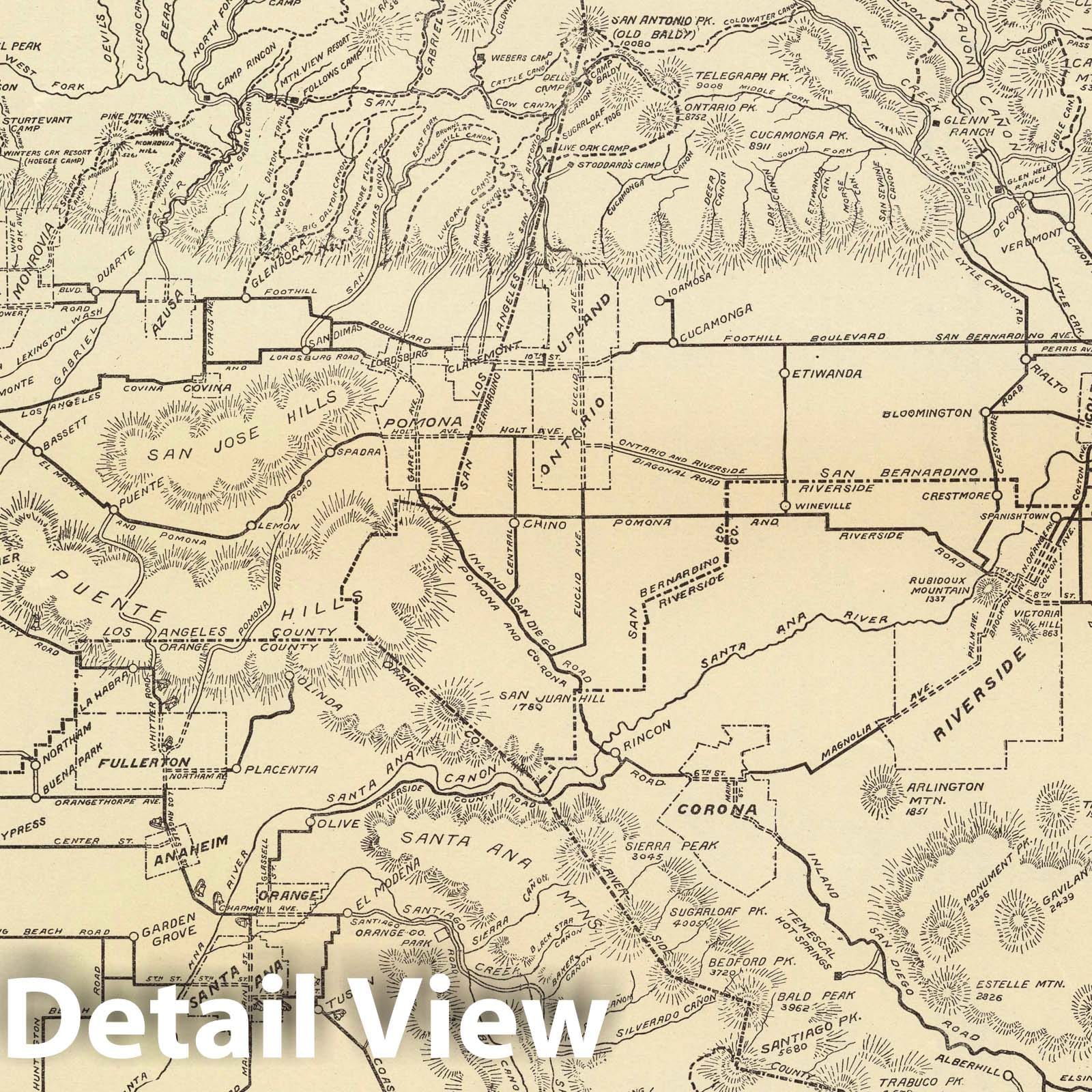 Historic Map : Map of Los Angeles and adjacent counties, 1909 - Vintag ...