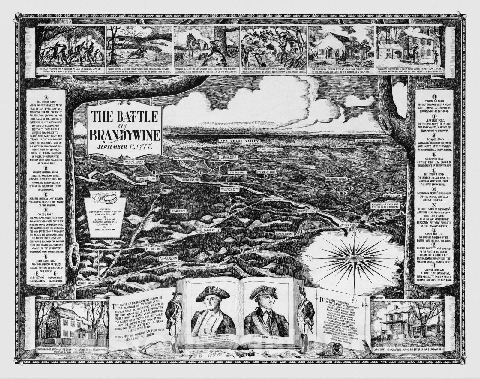 Historic Map - The battle of Brandywine September 11, 1777 - Vintage W ...