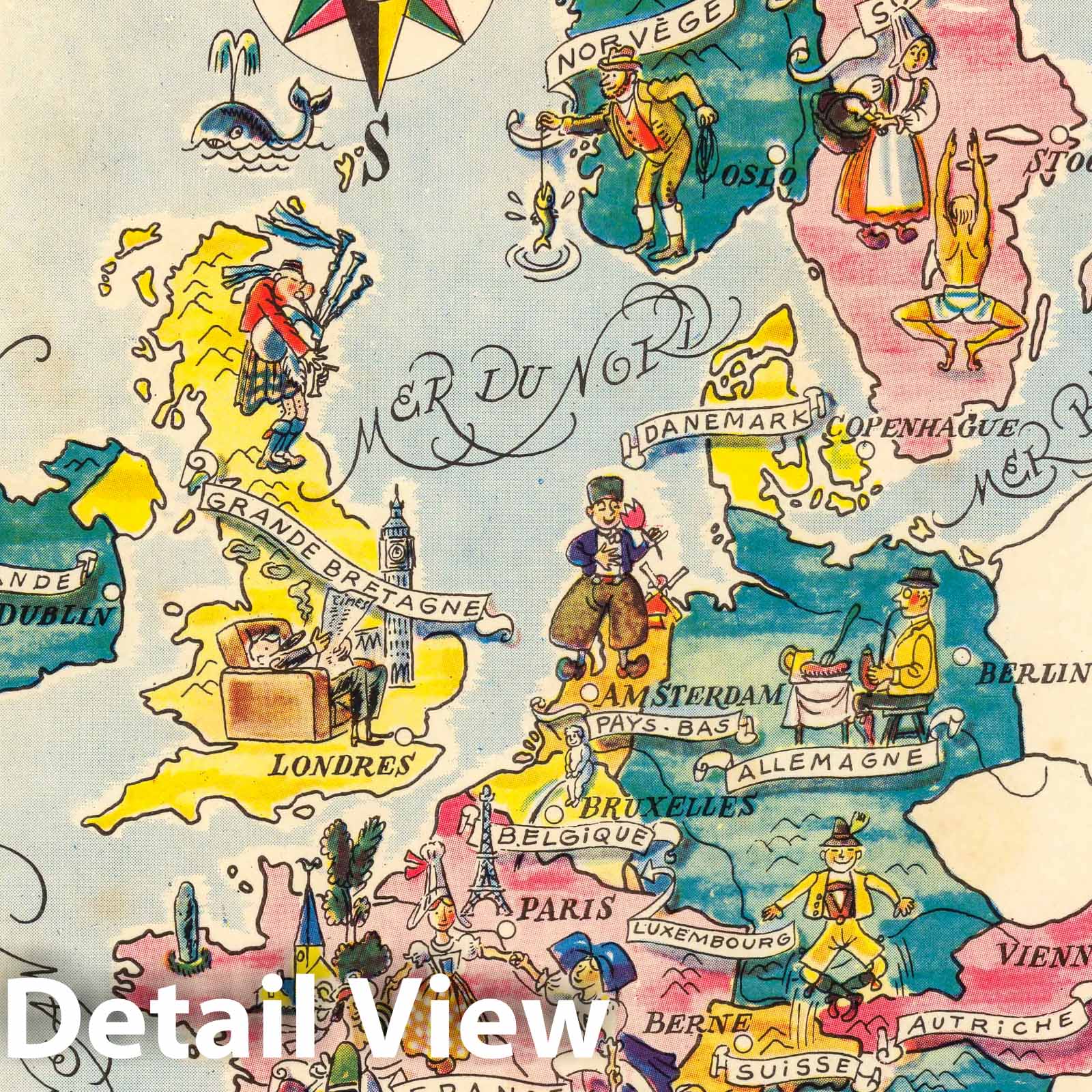 Historic Map : Europe, Western Europe : Occidentale 1951 , Vintage Wal ...