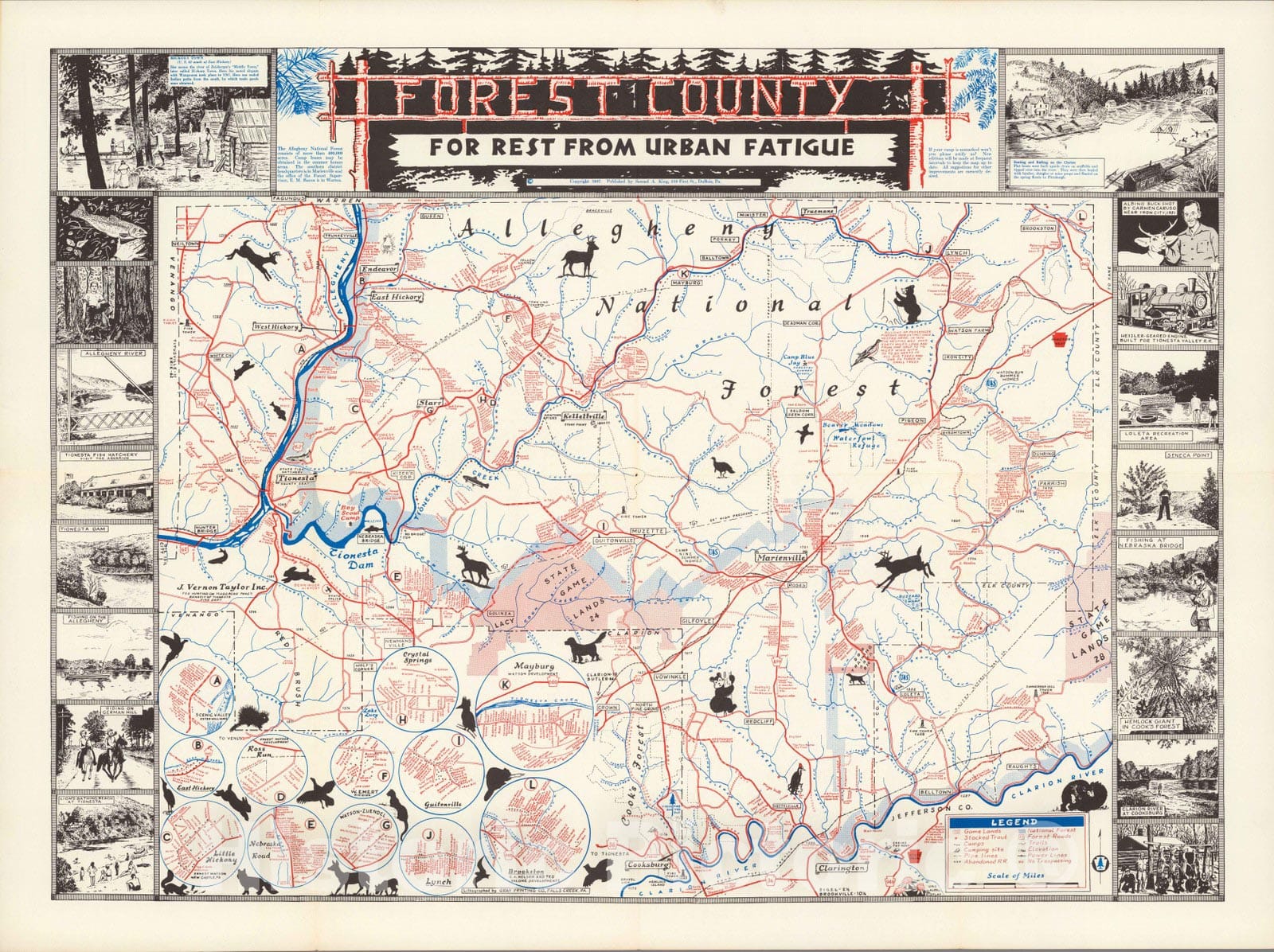 Historic Map : Forest country : For rest from urban fatigue 1957 - Vin ...