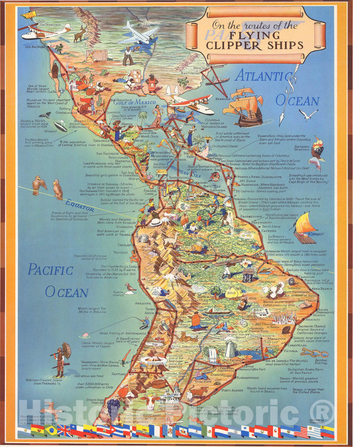 Historic Map - On the routes of the flying clipper ships : [in Latin A ...