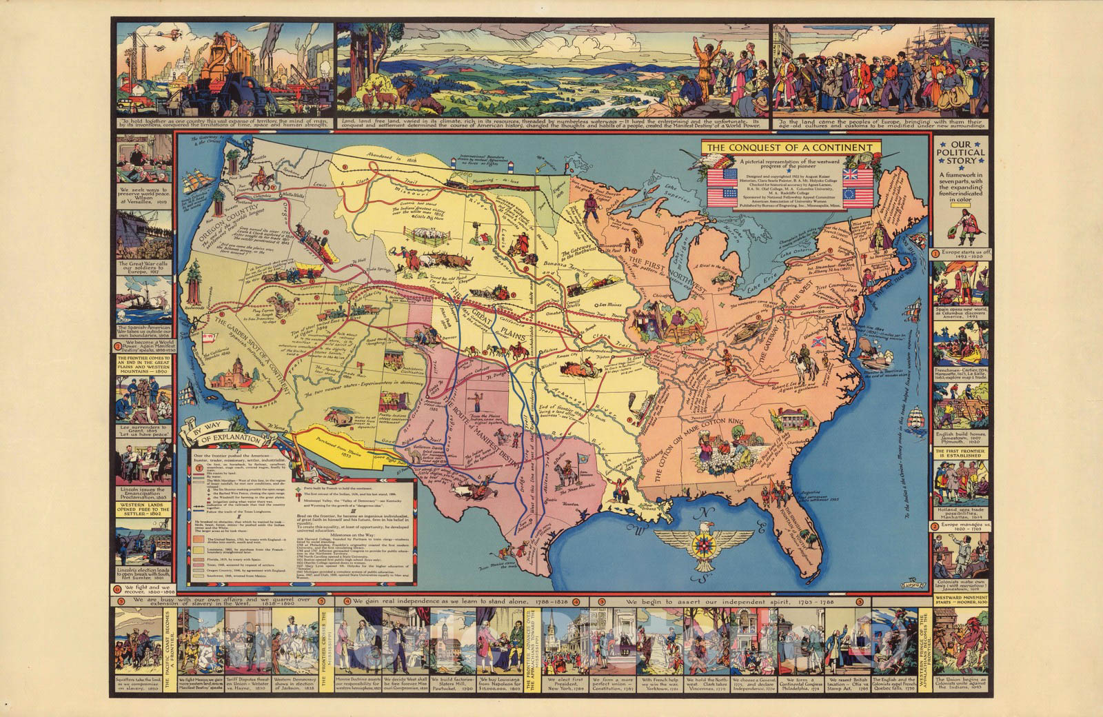 Historic Map : The conquest of a continent 1933 - Vintage Wall Art ...