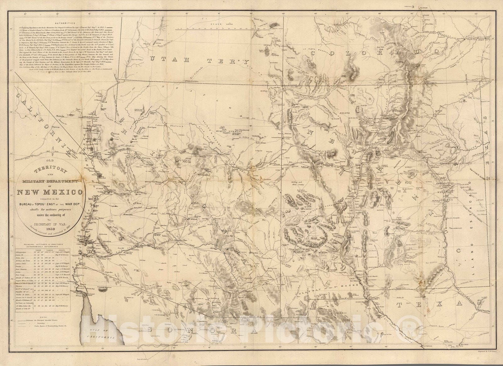 Historic Map : Old Territory and Military Department of New Mexico, 18 ...