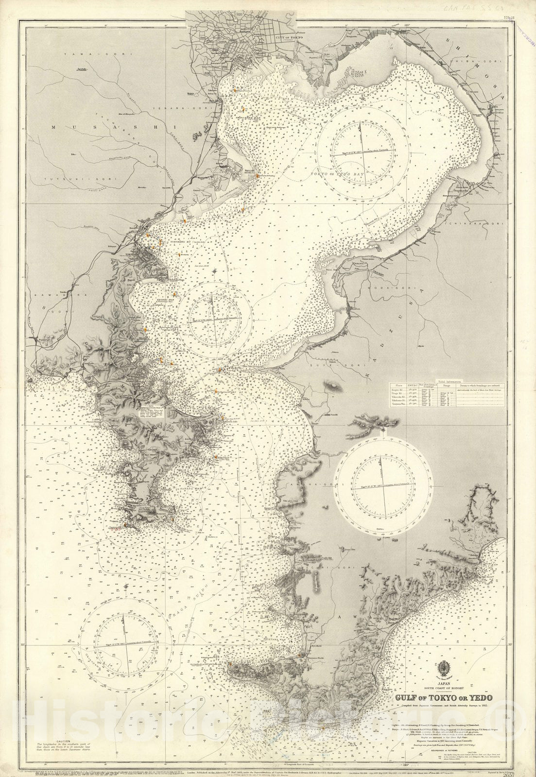 Historic Map : Japan : South coast of Honshu : Gulf of Tokyo or Yedo 1 ...