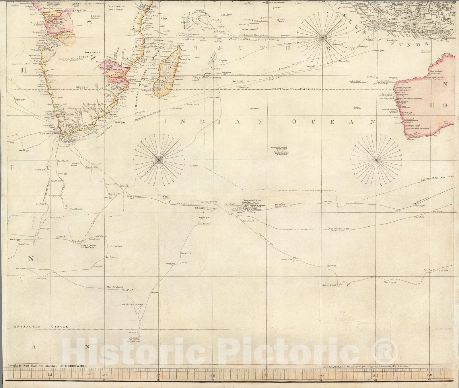 Historic Map : Map # 7. A Chart of the World upon Mercator's projectio ...