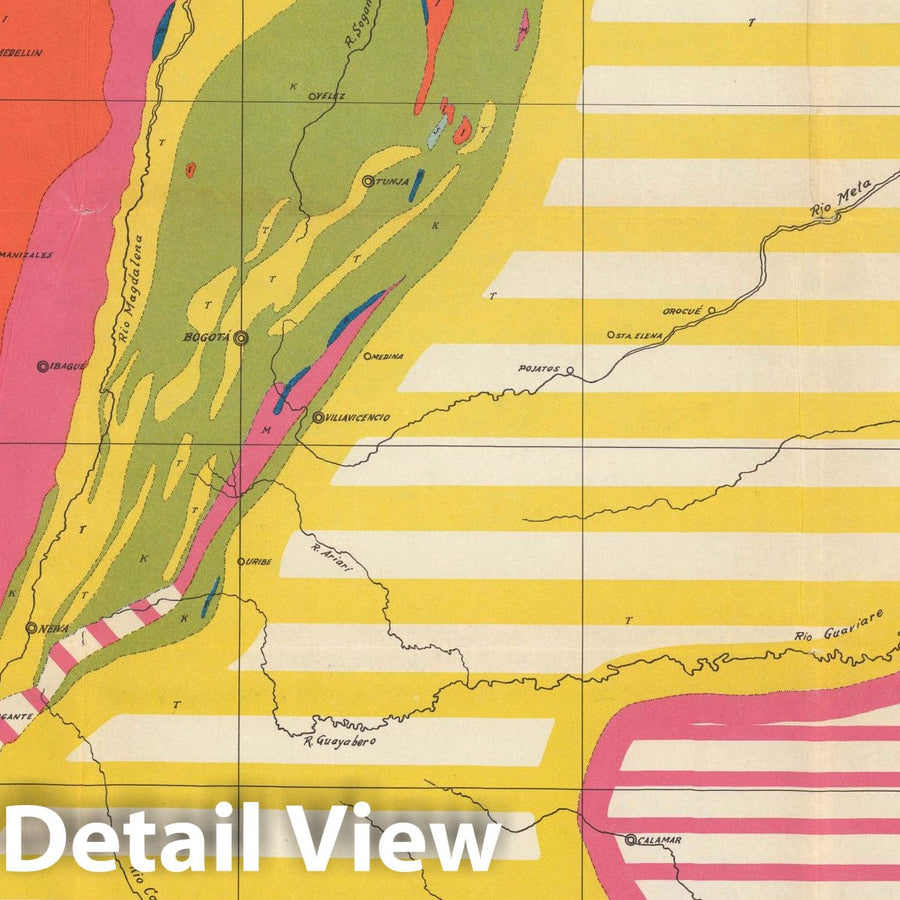 Historic Map - First Generalized Geologic Compilation Map of Colombia ...