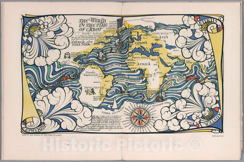 Historic Map : Guide Book, The World in the Time of Cabot (1517). 1924 ...