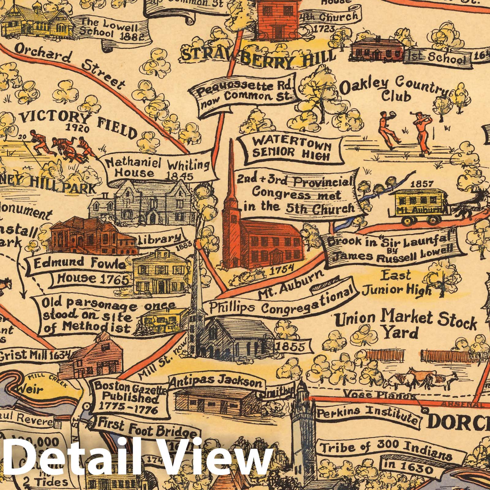 Historic Map - Historical Map of Watertown 1630-1930. - Vintage Wall A ...