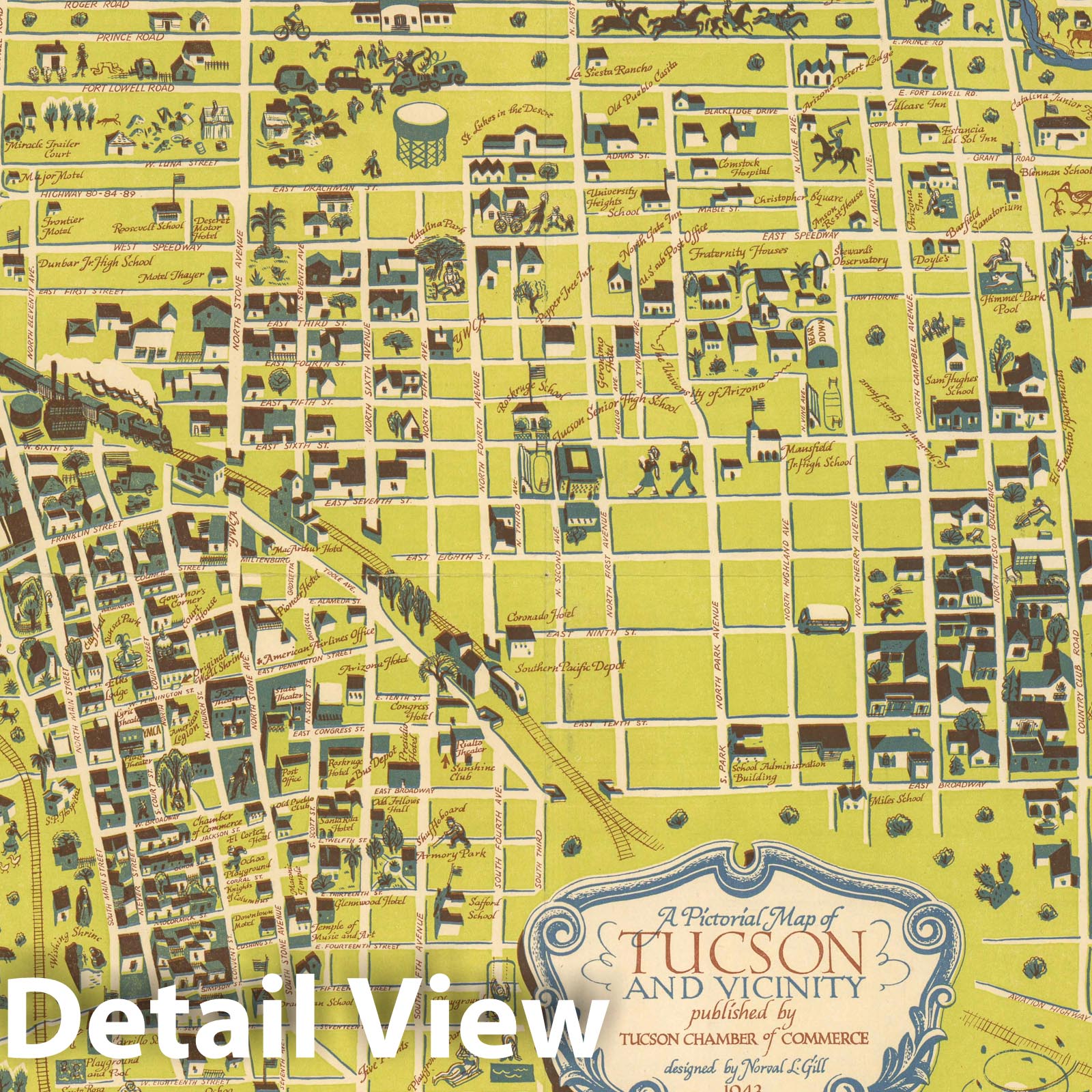 Historic Map : A pictorial map of Tucson and vicinity, 1943 - Vintage ...