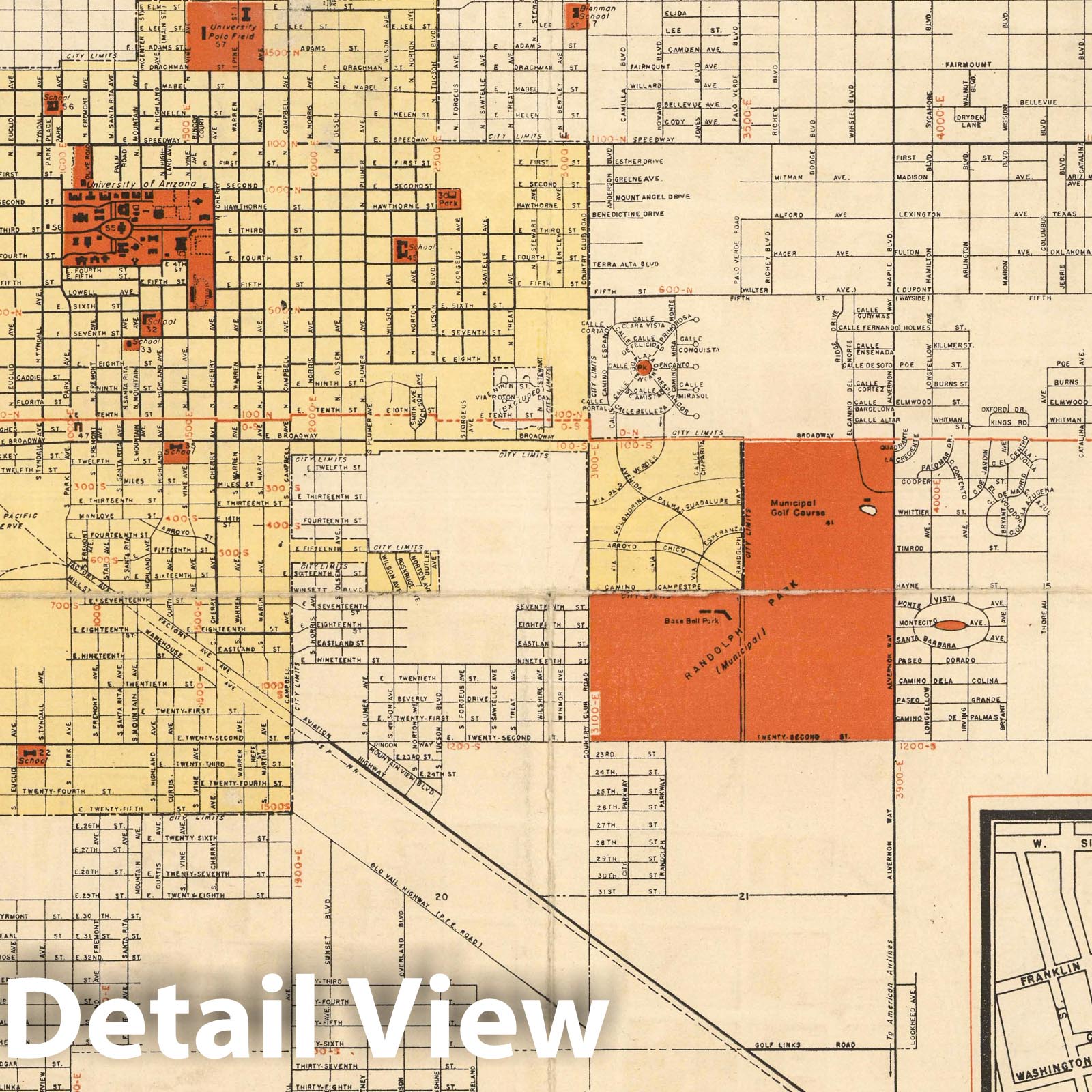 Historic Map : Metropolitan area Tucson, Arizona, 1943, Vintage Wall D ...