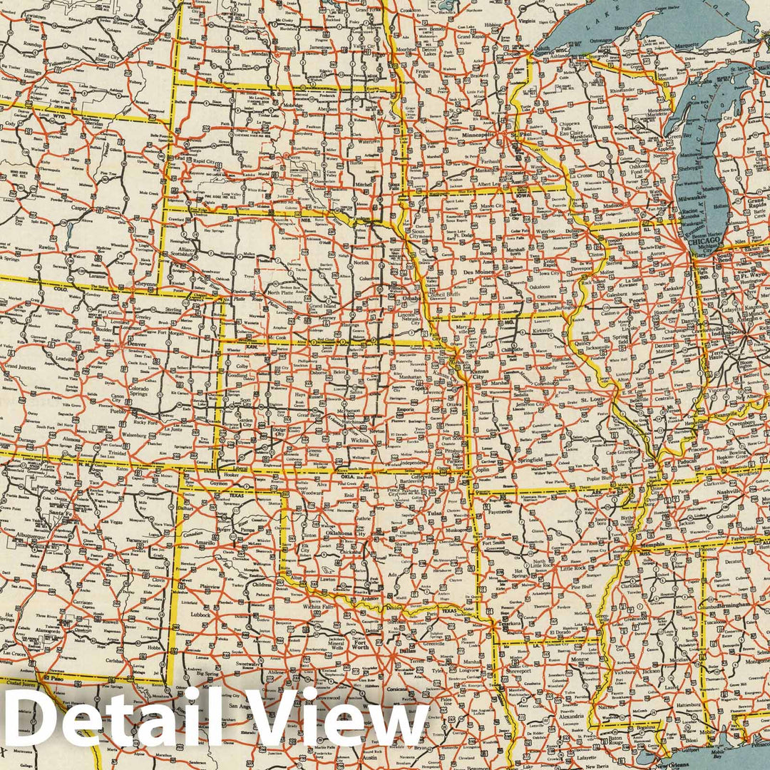 Historic Map : Geographia highway map of the United States, 1950 - Vin ...