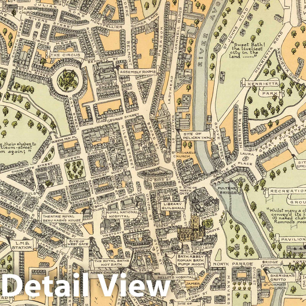 Historic Wall Map : Pocket Map, Floreat Bathon. L.G. Bullock 1941 1941 ...