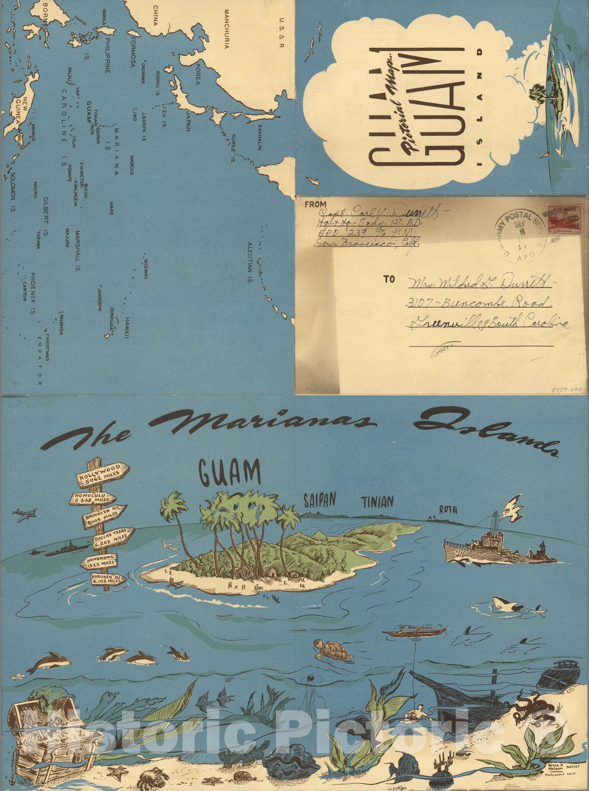 Historic Map : Guam Island. Marianas Islands. 1958 v1 - Vintage Wall A ...