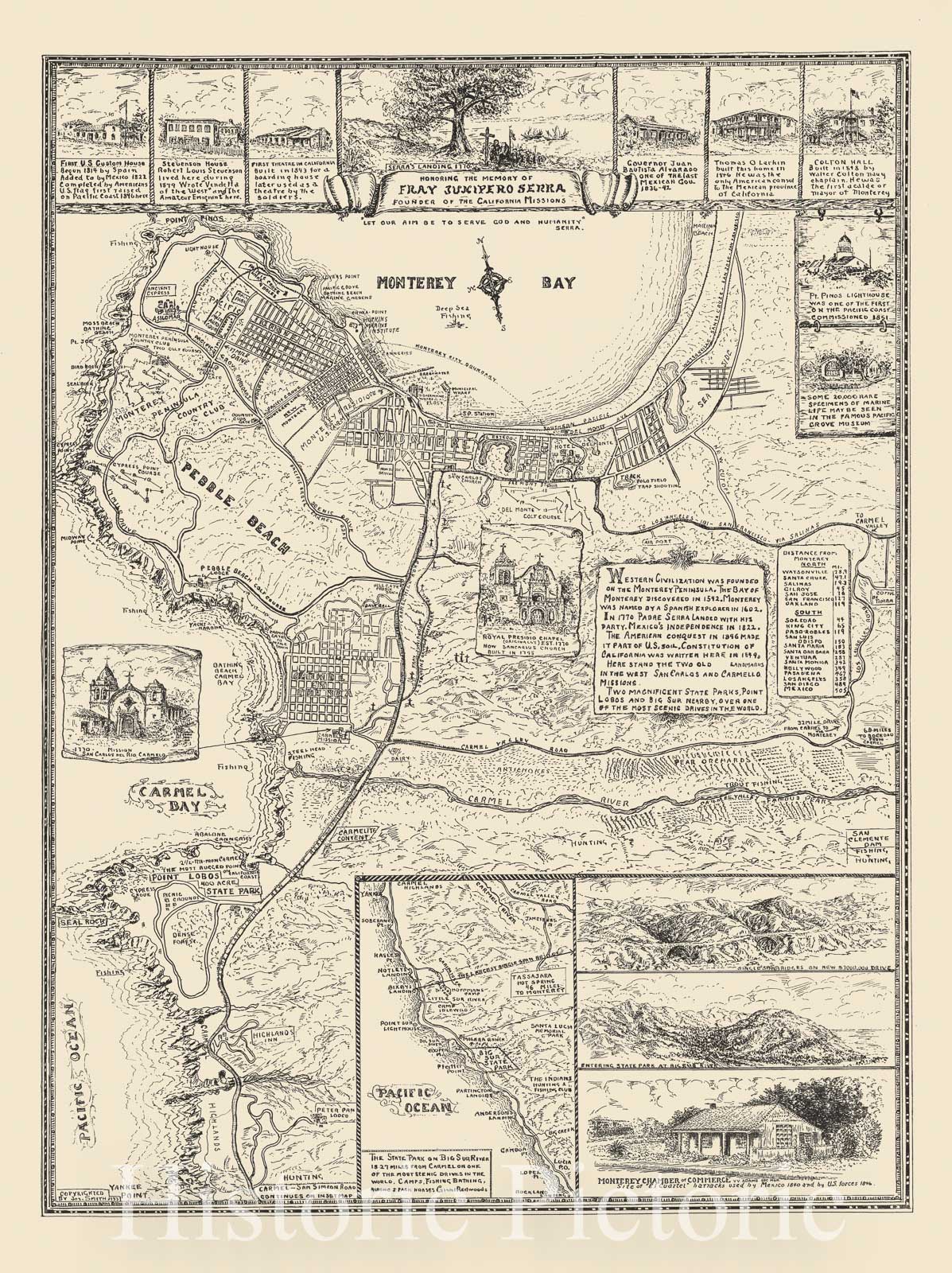 Historic Wall Map : Monterey Area, California. 1933 - Vintage Wall Art ...