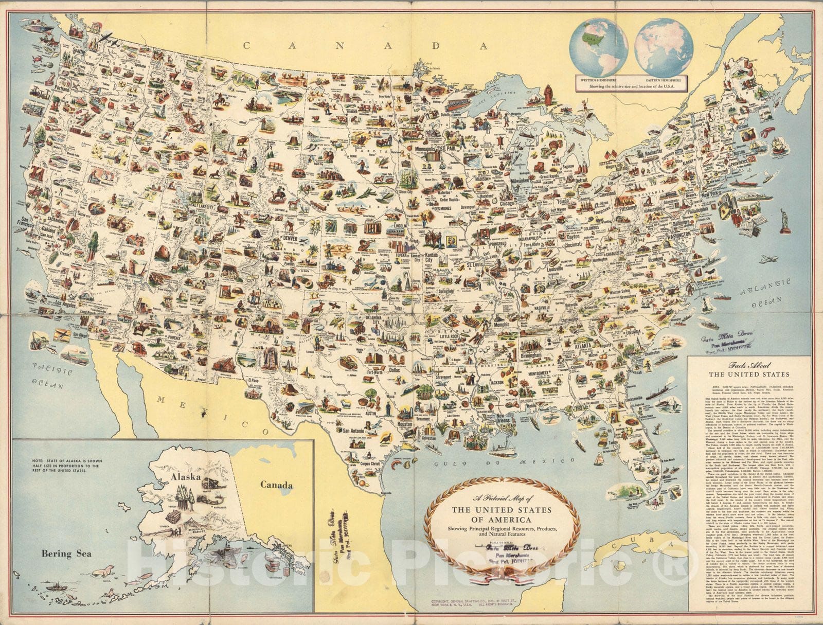 United States Pictorial Map 1946 | Historical Map Print – Historic Pictoric