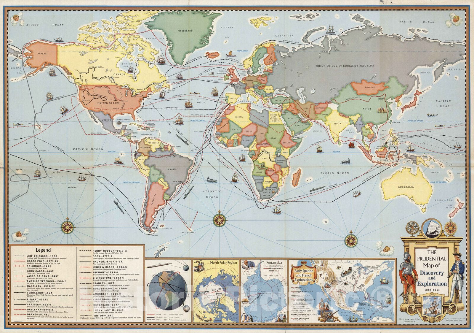 Historic Map : The Prudential Map of Discovery and Exploration, 1000-1 ...