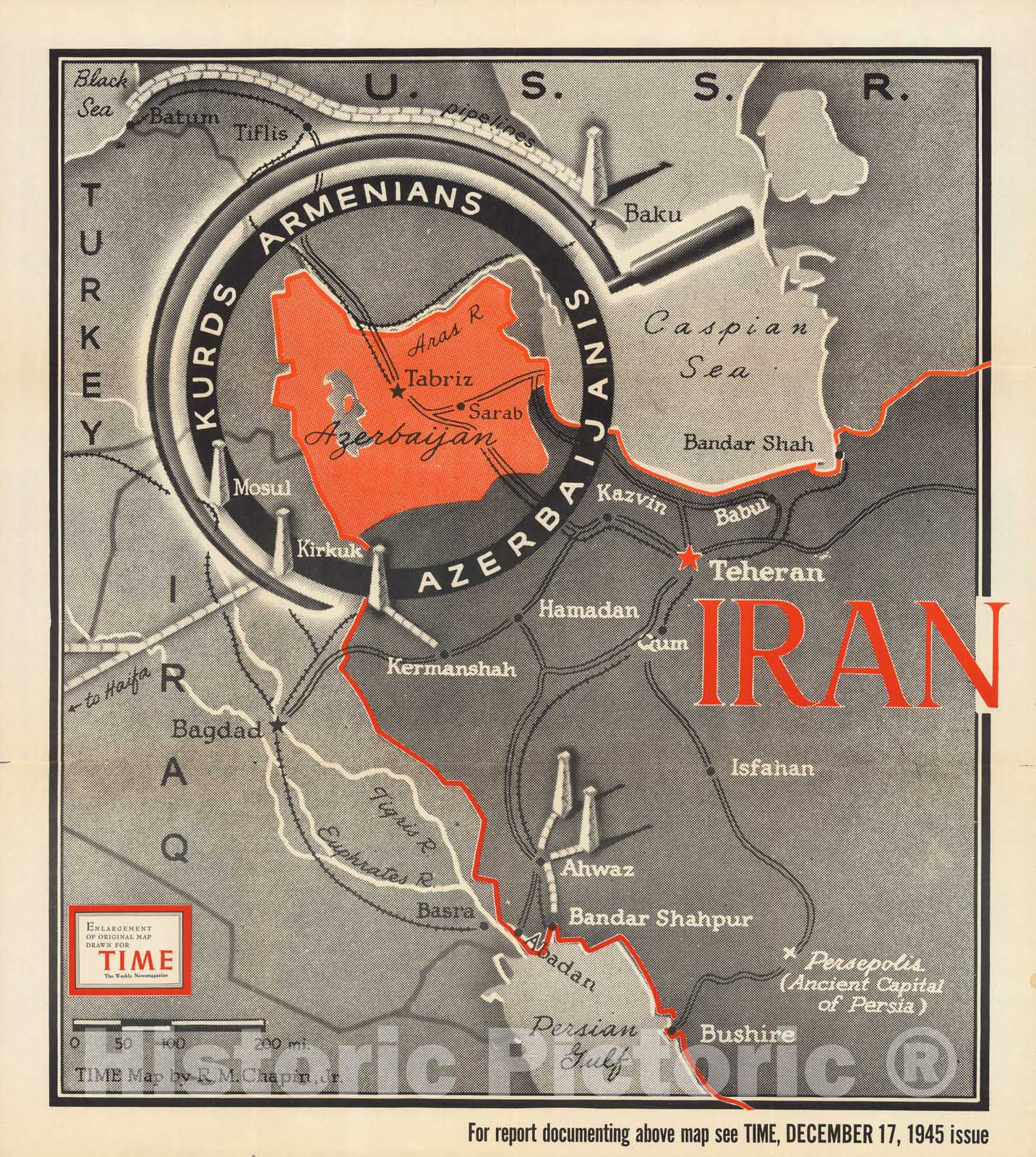 Historic Map : Azerbaijan and Iran. 1945 - Vintage Wall Art – Historic ...