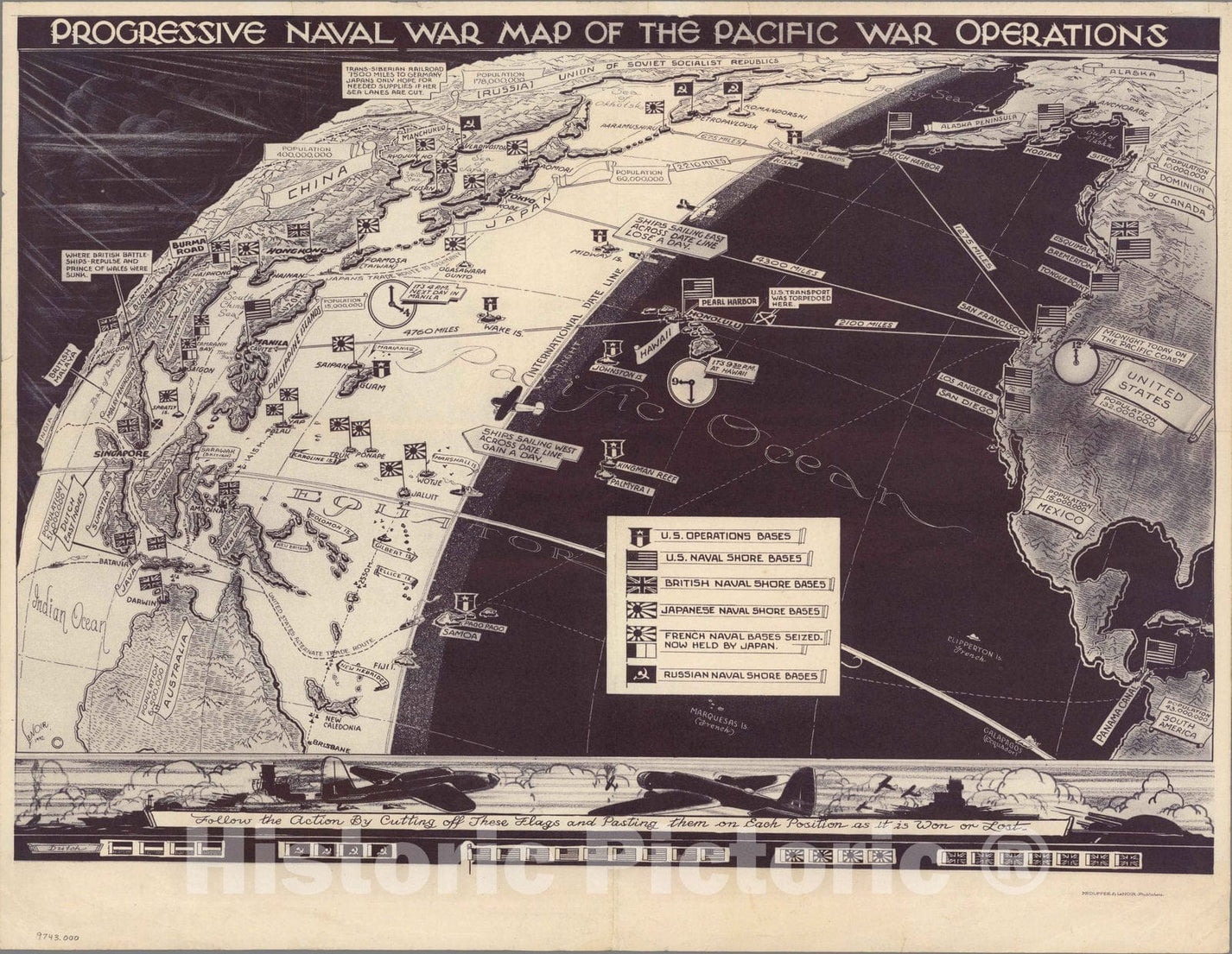 Historic Map : Progressive Naval War Map of the Pacific War Operations ...