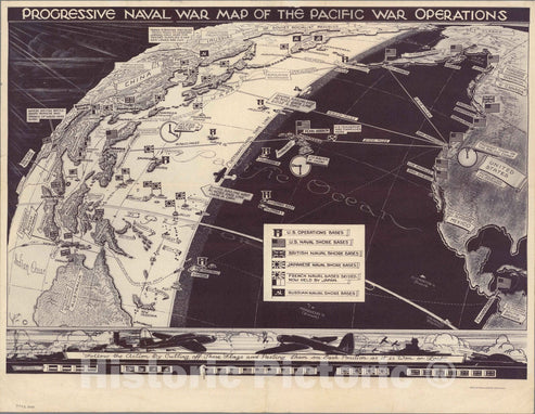 Historic Map : Progressive Naval War Map of the Pacific War Operations ...