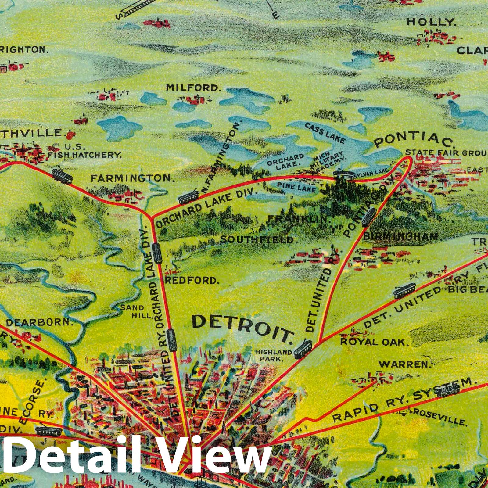 Historic Map : Detroit United Railway's Interurban Lines., 1920, Vinta ...