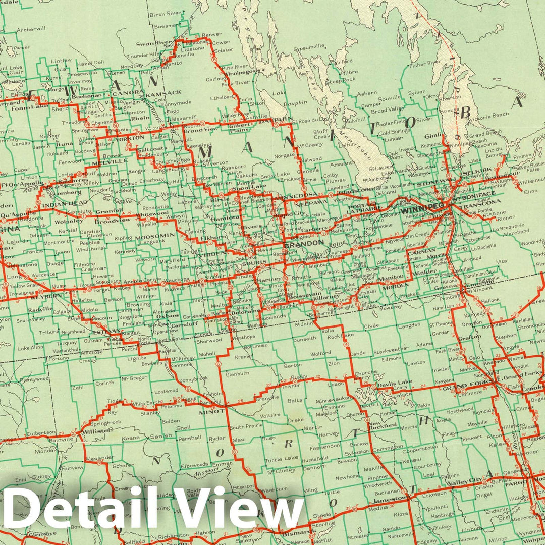 Historic Map : Highways Map of Prairie Provinces and Adjacent States ...