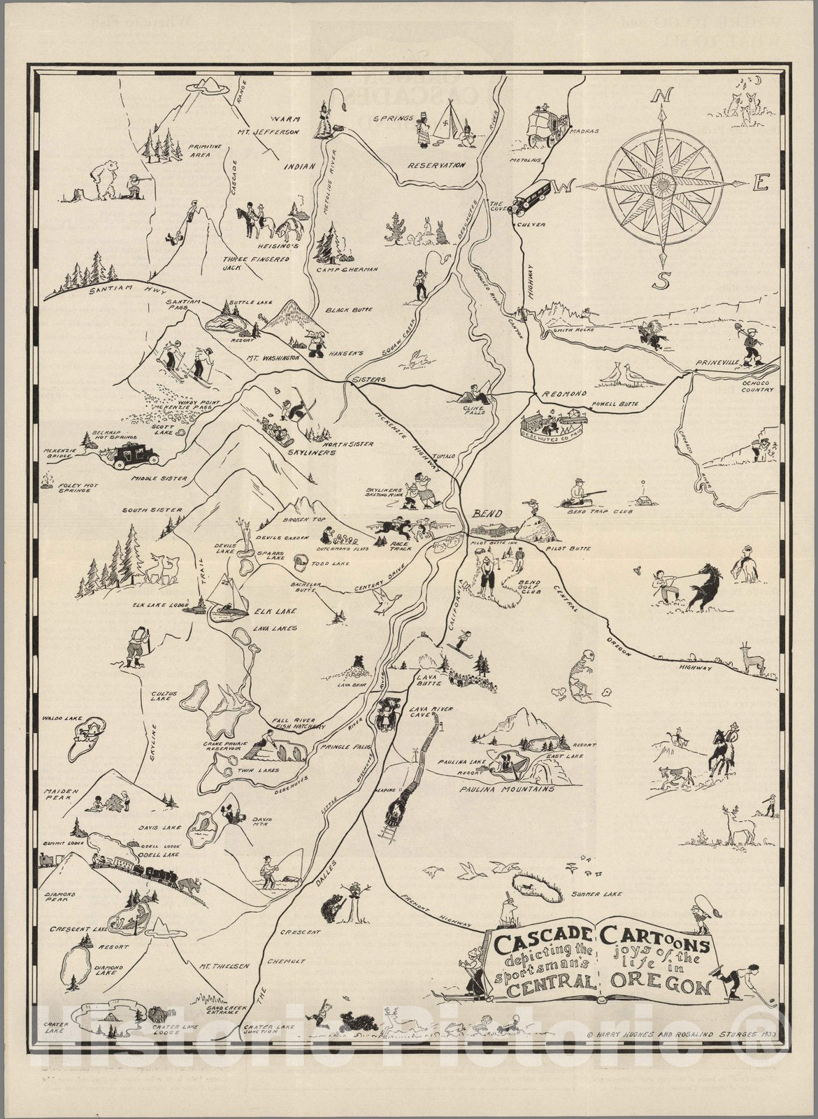 Historic Map : Pocket Map, Cascade cartoons depicting the joys of the ...