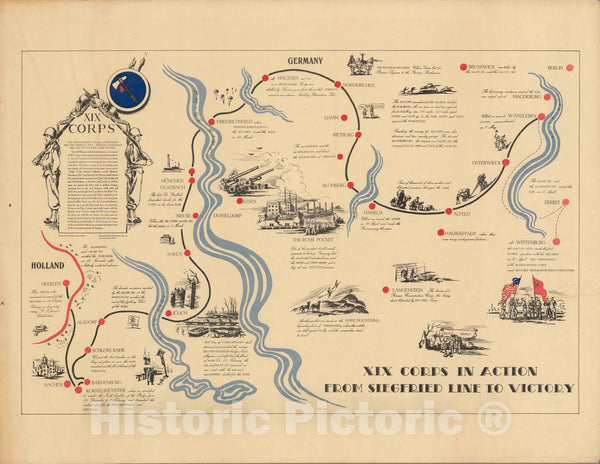 Historic Map : XIX Corps in action from Siegfried Line to victory 1945 ...