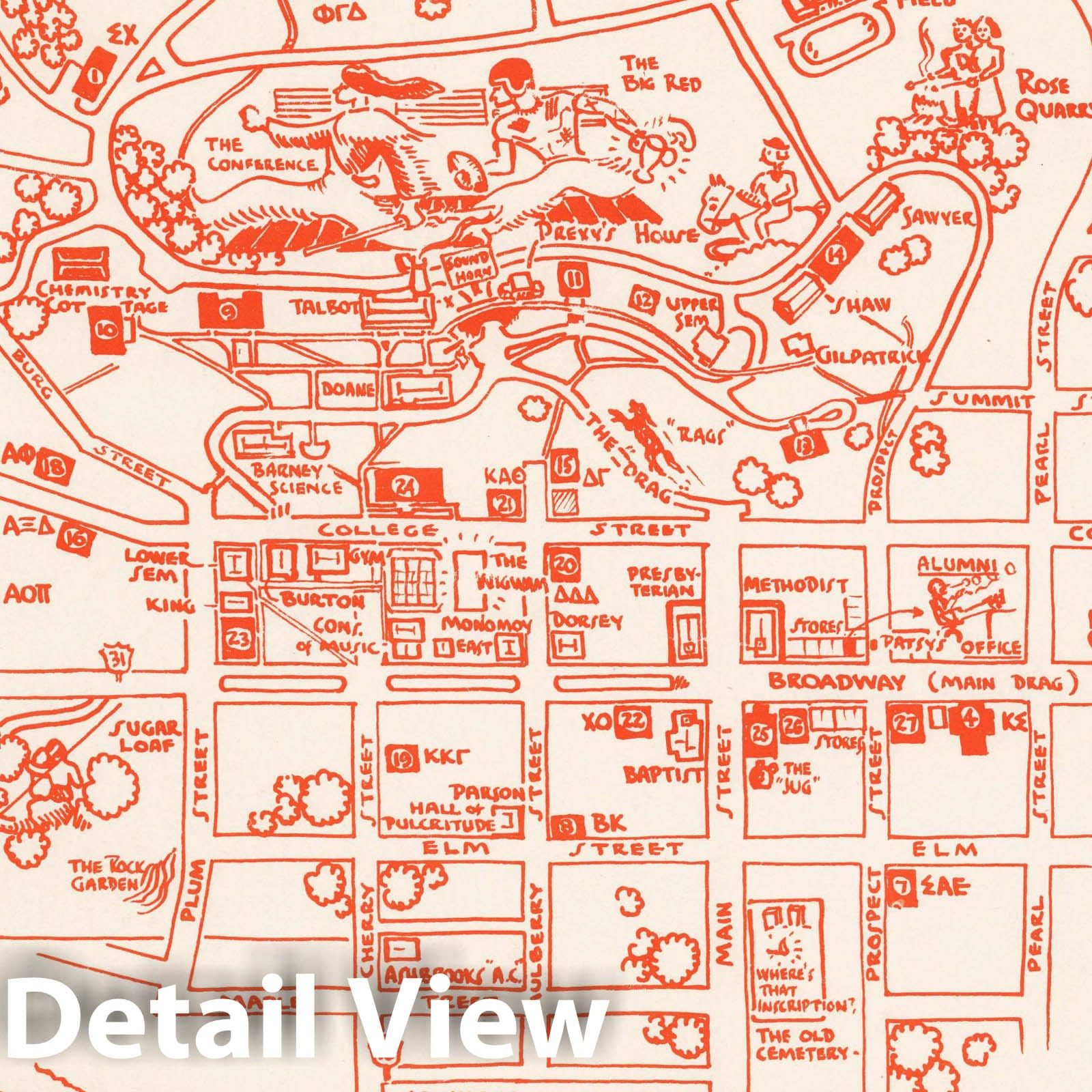 Historic Map - Denison University, Granville Ohio 1938 - Vintage Wall ...
