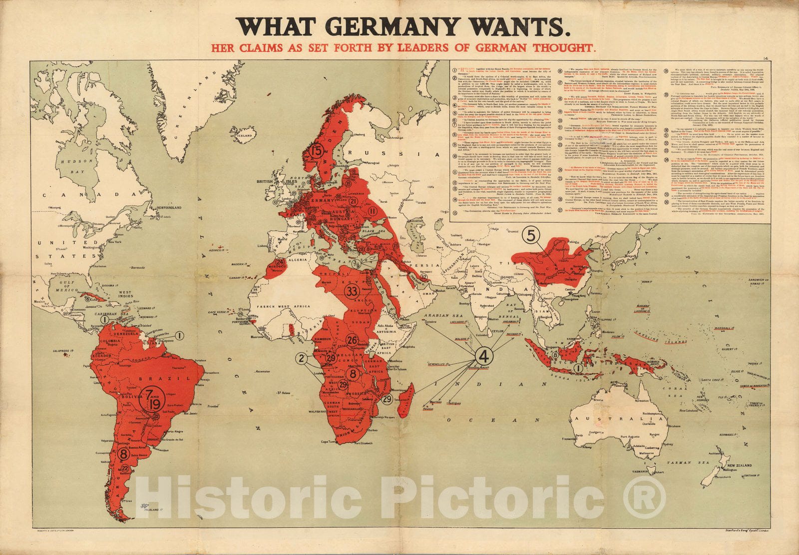 Historic Map : What Germany wants. Her claims as set forth by leaders ...