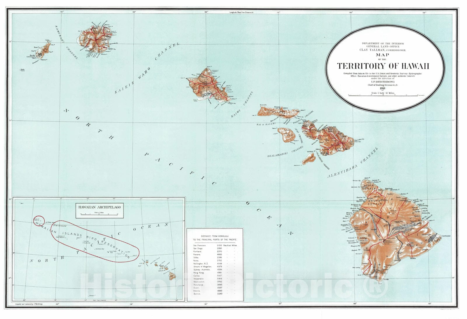 Hawaii Geologic Map 1918 - Historical Map Print | Historic Pictoric