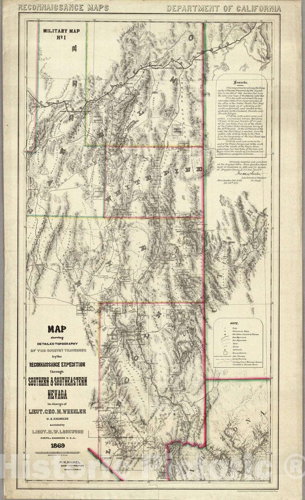 Historic Map : Topography of Southern & Southeastern Nevada. 1869 - Vi ...
