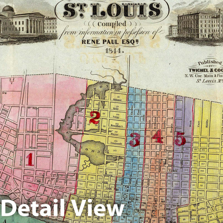 Historic Map : Map of The City of St. Louis, 1844 - Vintage Wall Art ...
