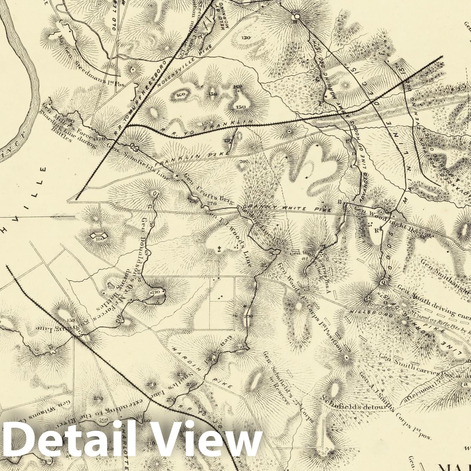Historic Map : Battlefields In Front of Nashville. 1866 - Vintage Wall ...