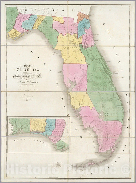Historic Map : Map of Florida, 1839 - Vintage Wall Art – Historic Pictoric