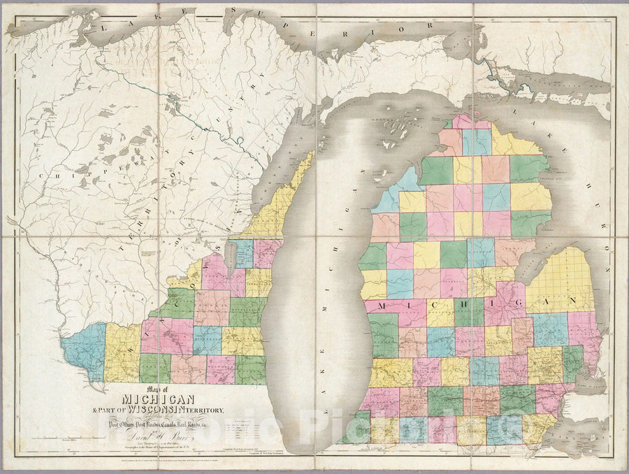 Historic Map : Map of Michigan & Part of Wisconsin Territory, 1839 - V ...