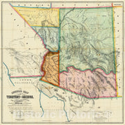 Historic Map : Official Map of The Territory of Arizona, 1865 - Vintag ...