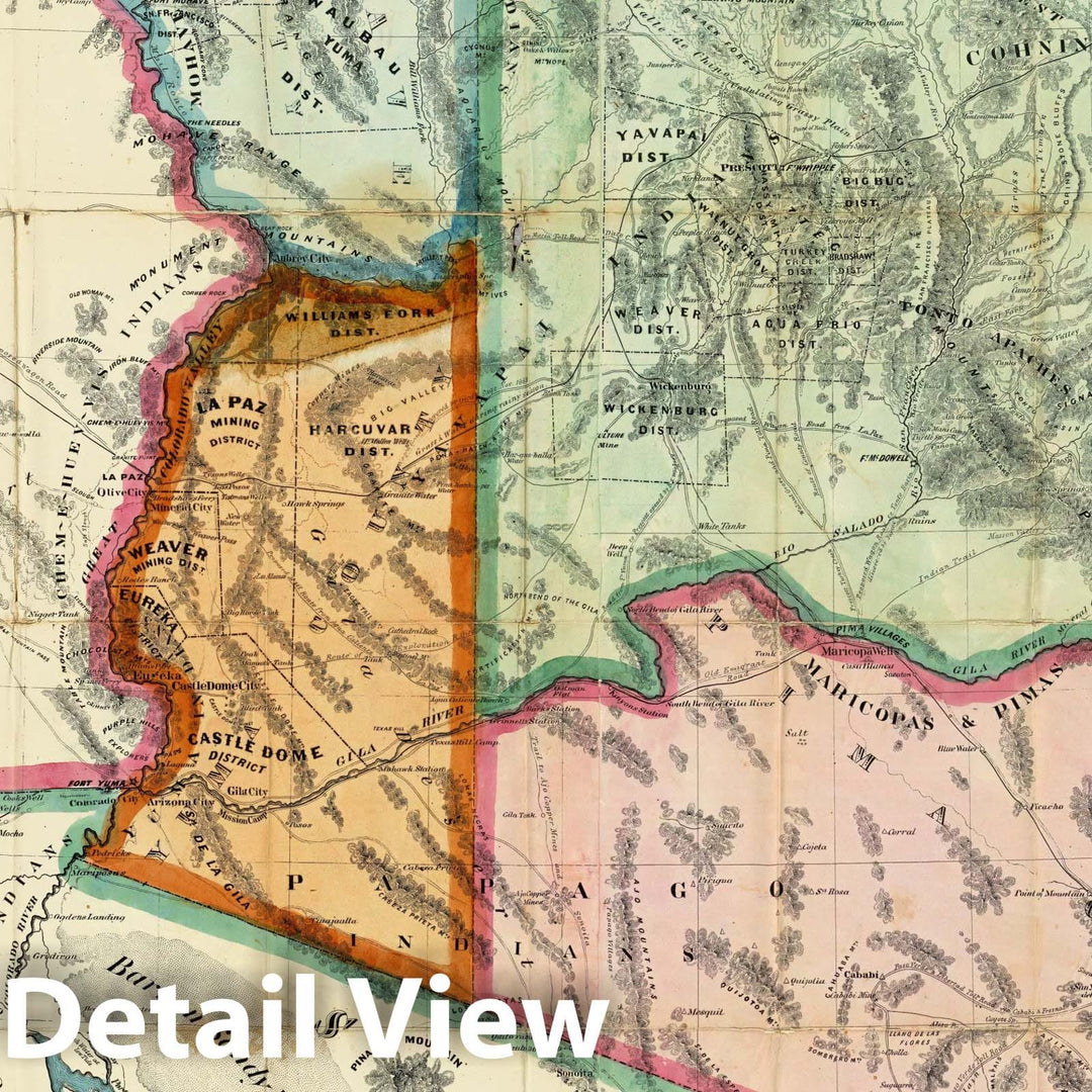 Historic Map : Official Map of The Territory of Arizona, 1865 - Vintag ...