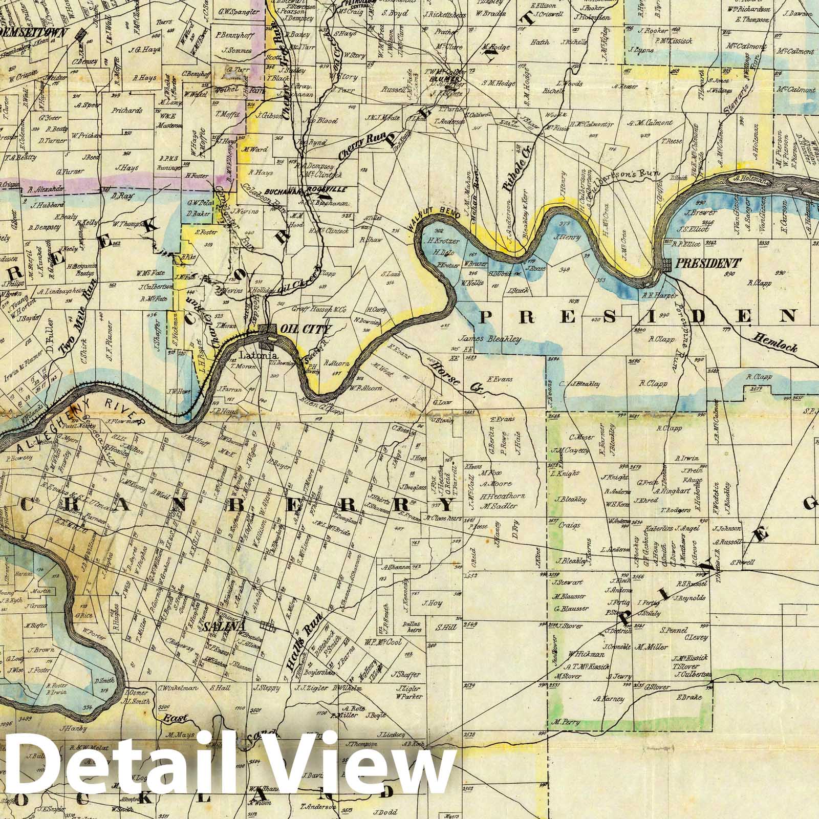 Historic Map : Map of Venango County Oil Regions, 1865 - Vintage Wall ...