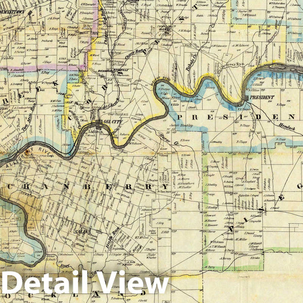 Historic Map : Map of Venango County Oil Regions, 1865 - Vintage Wall ...