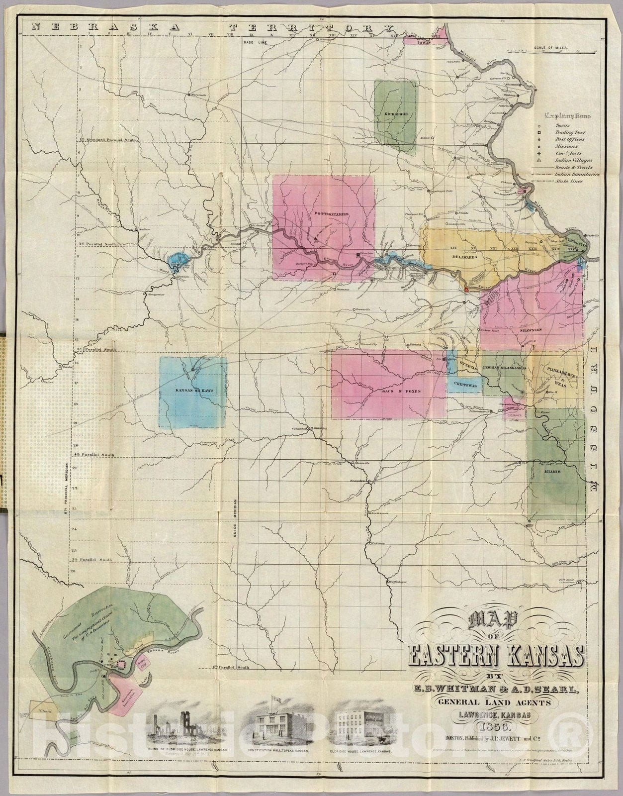 Historic Map : Map of Eastern Kansas, 1856 - Vintage Wall Art ...