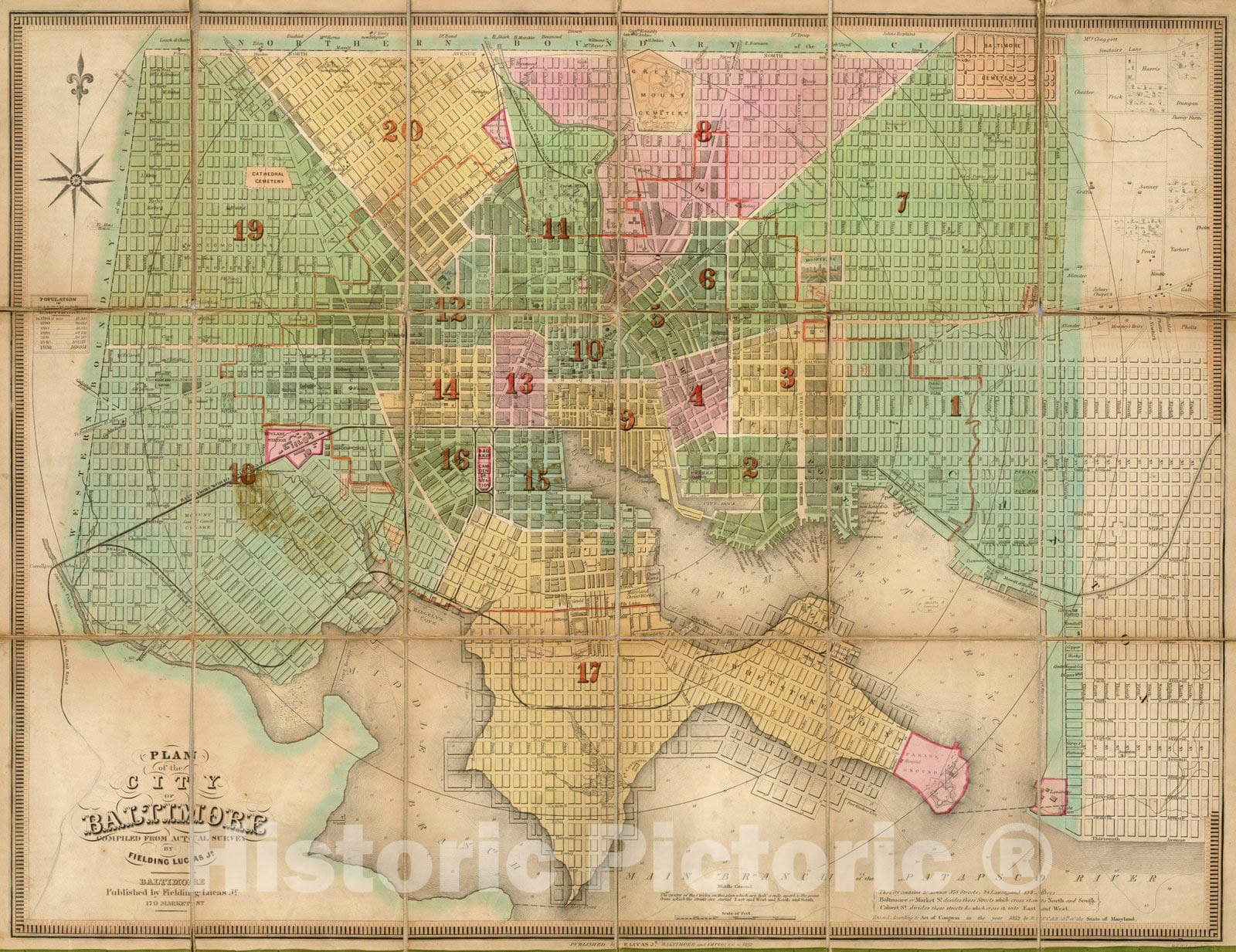 Historic Wall Map : Case Map, Baltimore. 1852 - Vintage Wall Art ...