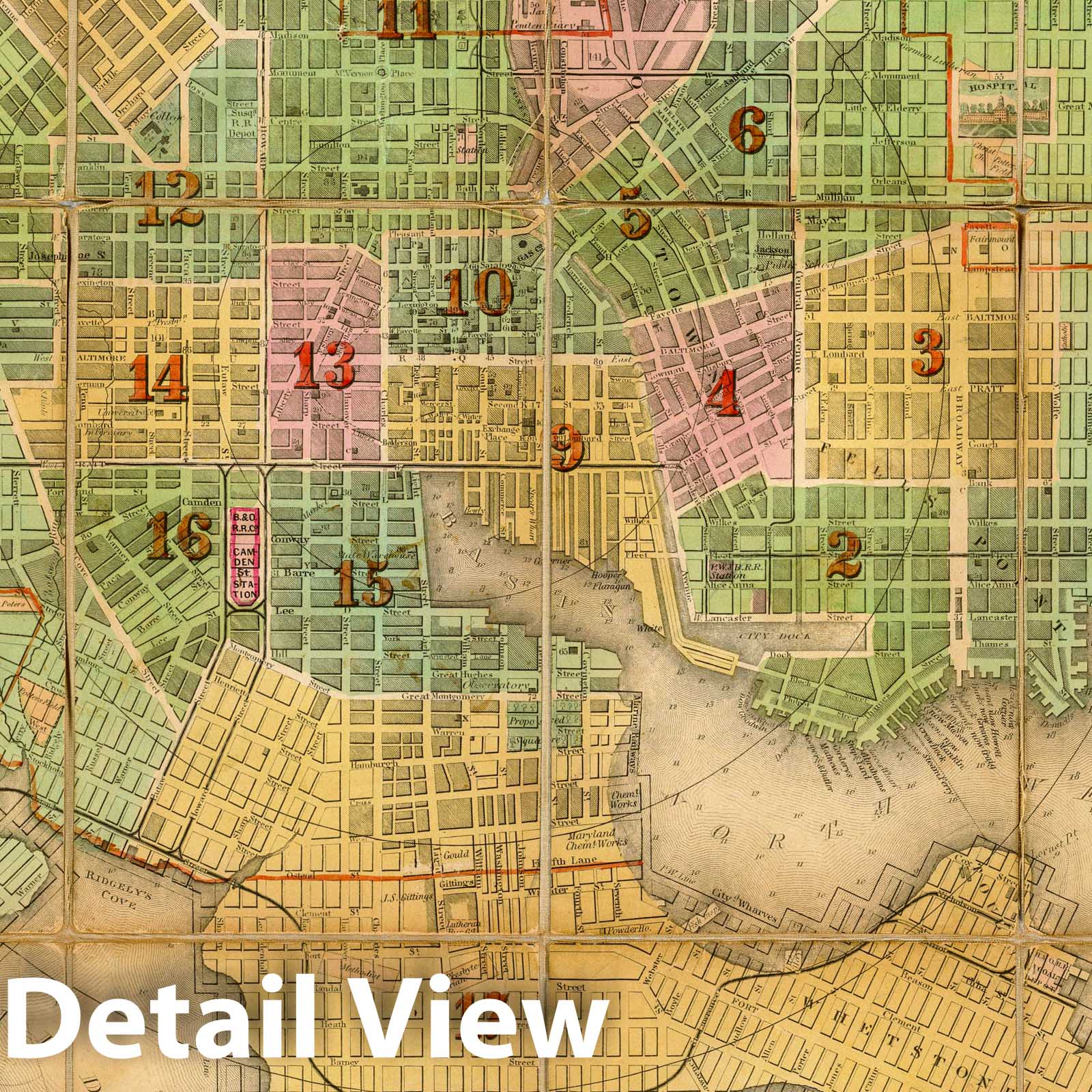 Historic Wall Map : Case Map, Baltimore. 1852 - Vintage Wall Art ...