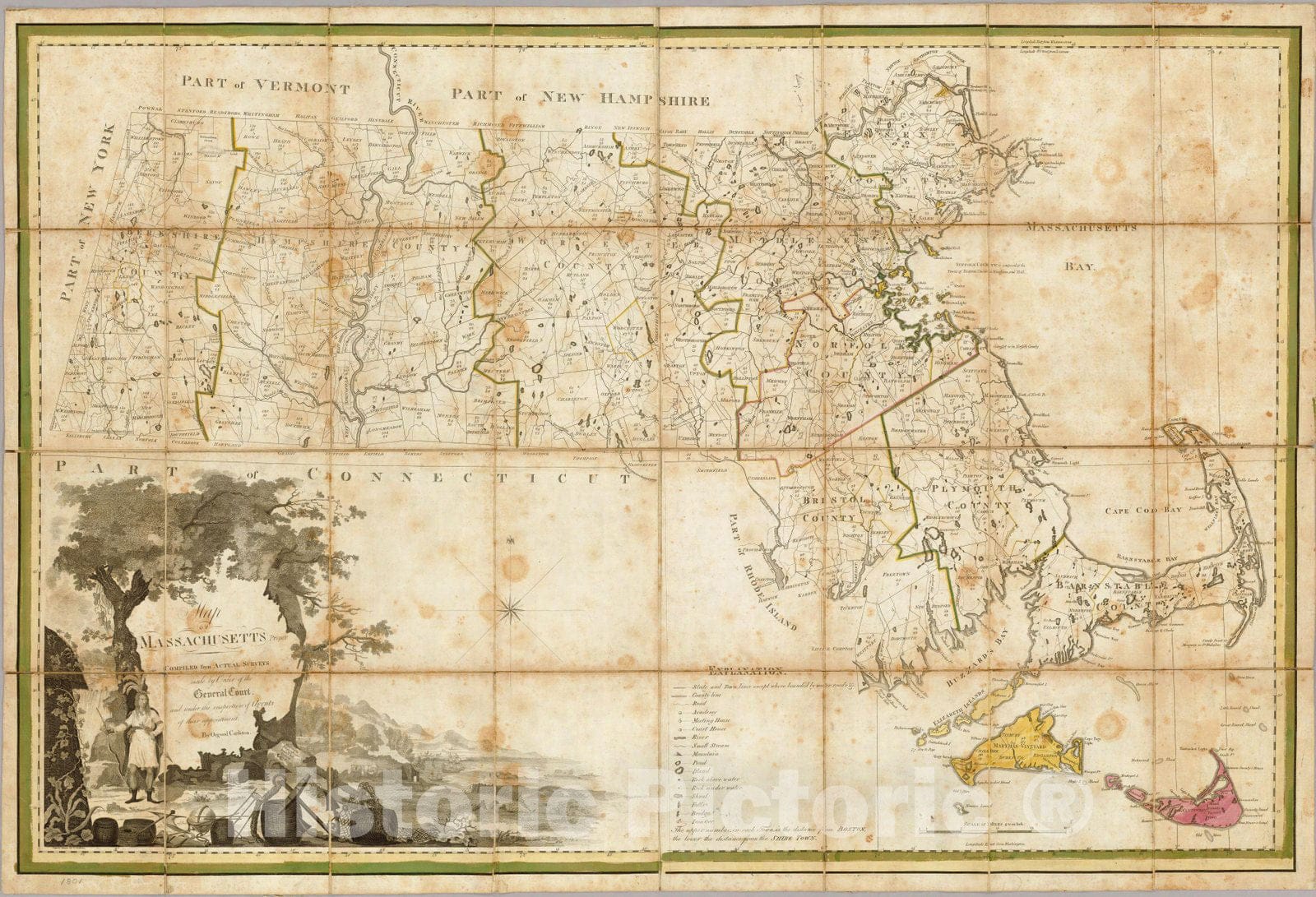 Historic Map : Map of Massachusetts, 1801 - Vintage Wall Art – Historic ...
