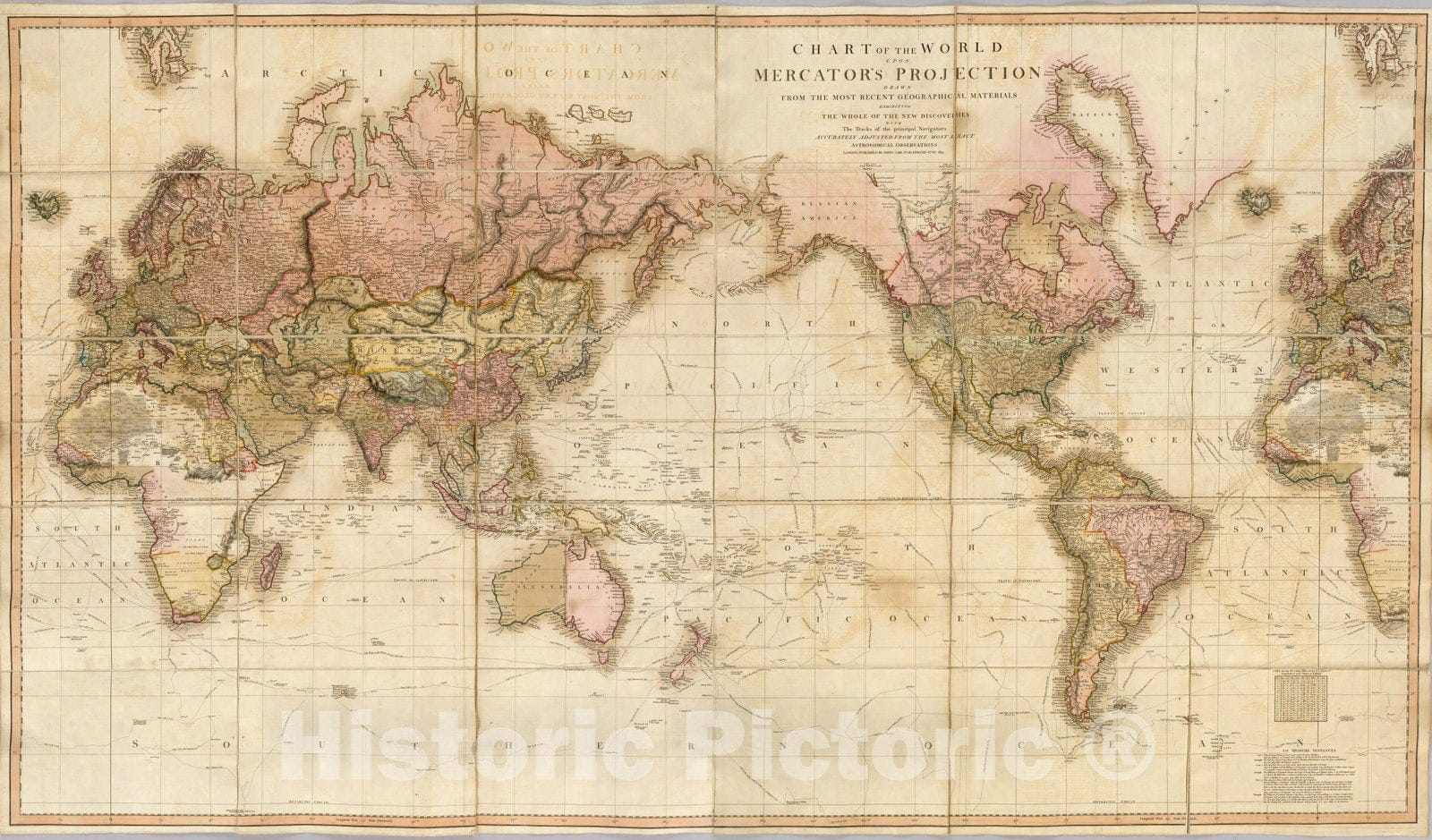 Historic Map : Case Map, Chart of the world upon Mercator's projection ...