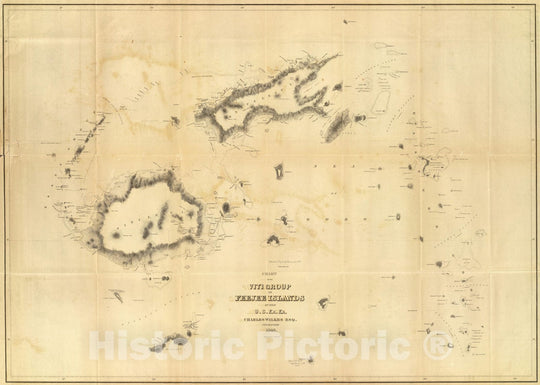 Historic Map - Exploration Book, Chart of the Viti Group or Feejee Isl ...