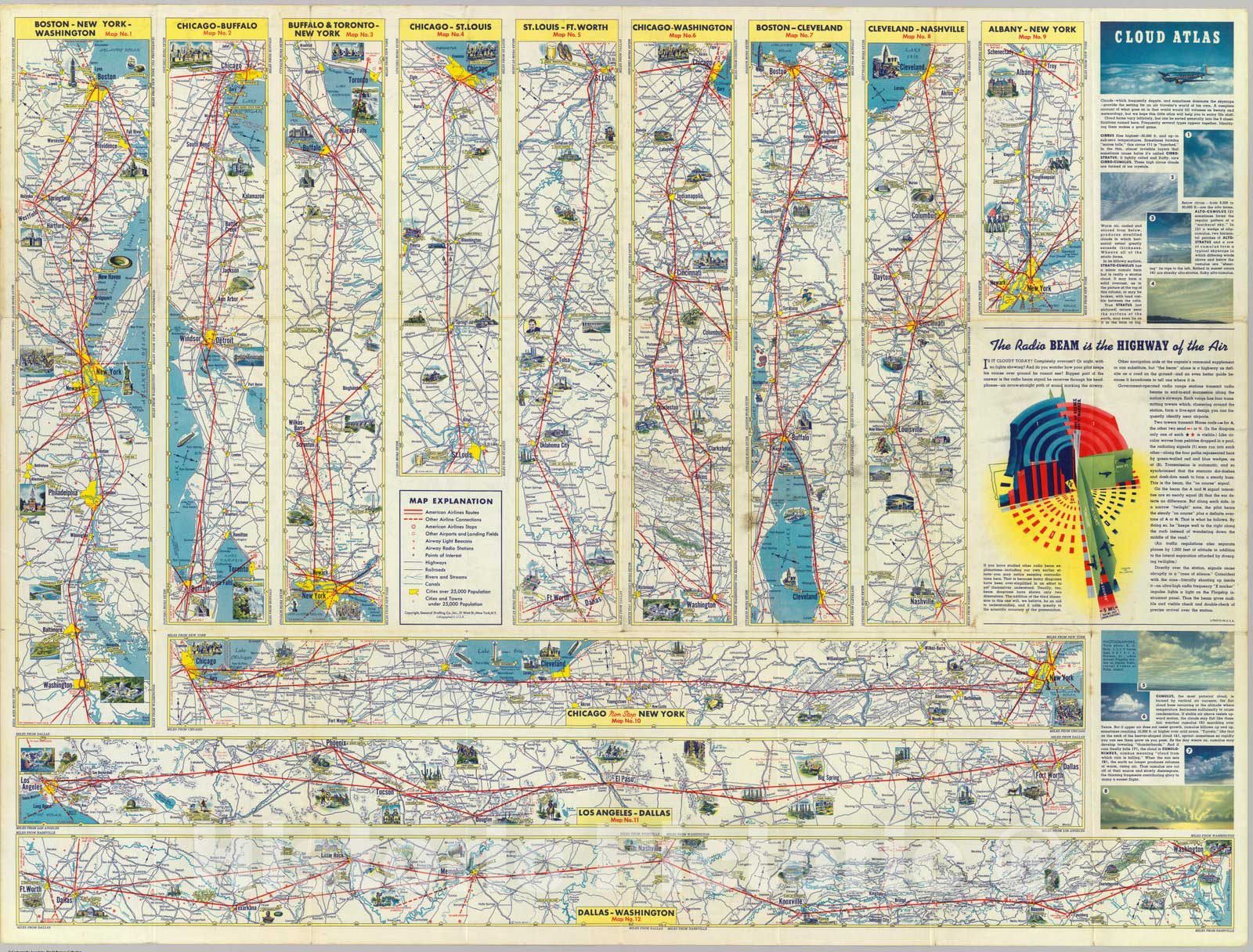 Historic Wall Map : Verso: American Airlines system map, 1945 - Vintag ...