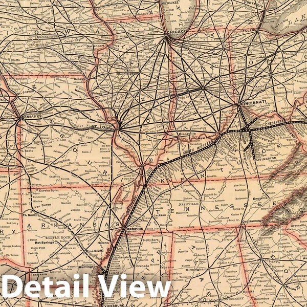 Historic Map : Timetable Map, Chesapeake & Ohio Ry. 1886 - Vintage Wal ...