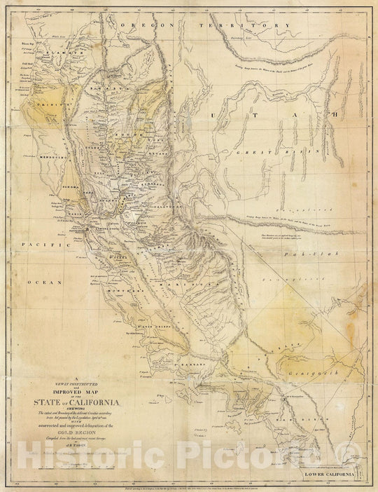 Historic Map : State Of California., 1851, Vintage Wall Decor ...